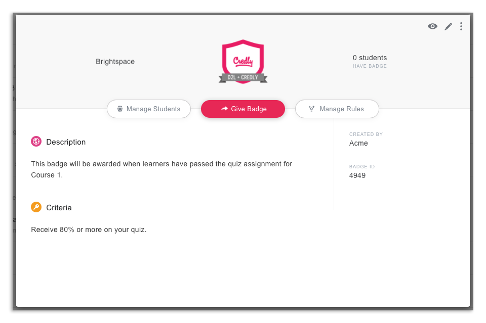 Credly D2L Integration